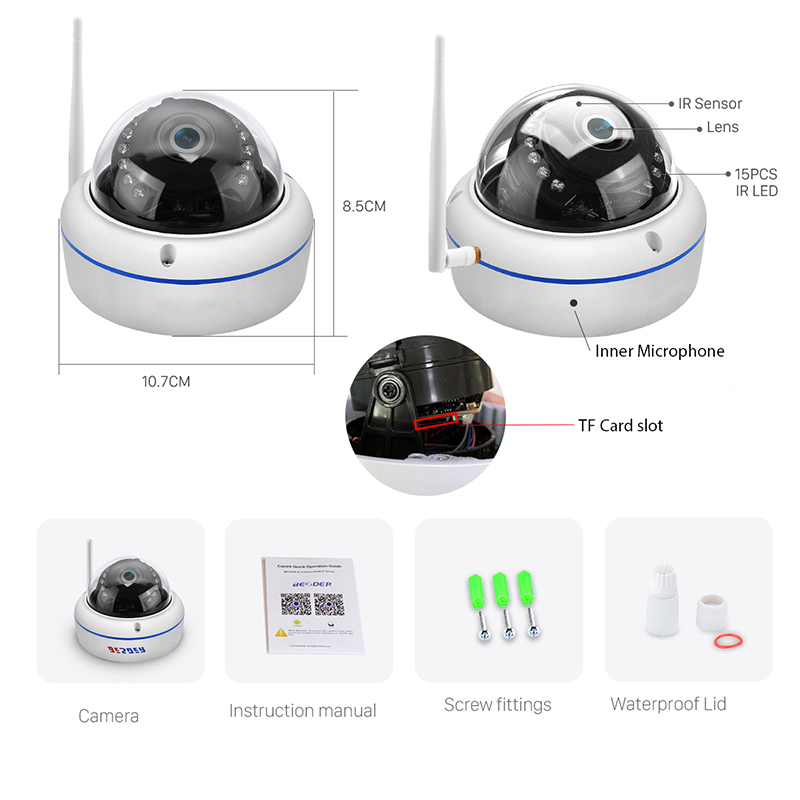 Vandal-proof 2/3/5MP Smart IP Camera Wireless Wire Remote Control Metal ...