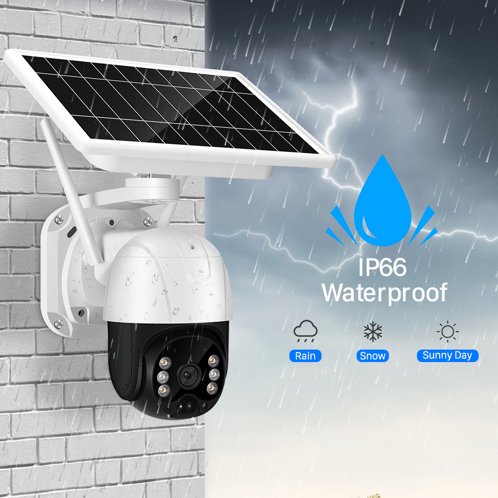 Solar Surveillance Camera Outdoor PTZ 3MP Remote ICsee App PIR Sensor ...