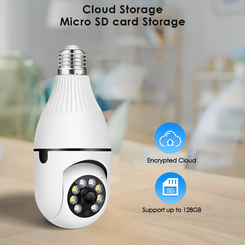 WiFi Camera Light Bulb HD Colorful Night Vision E27 1080P PTZ iCsee APP ...