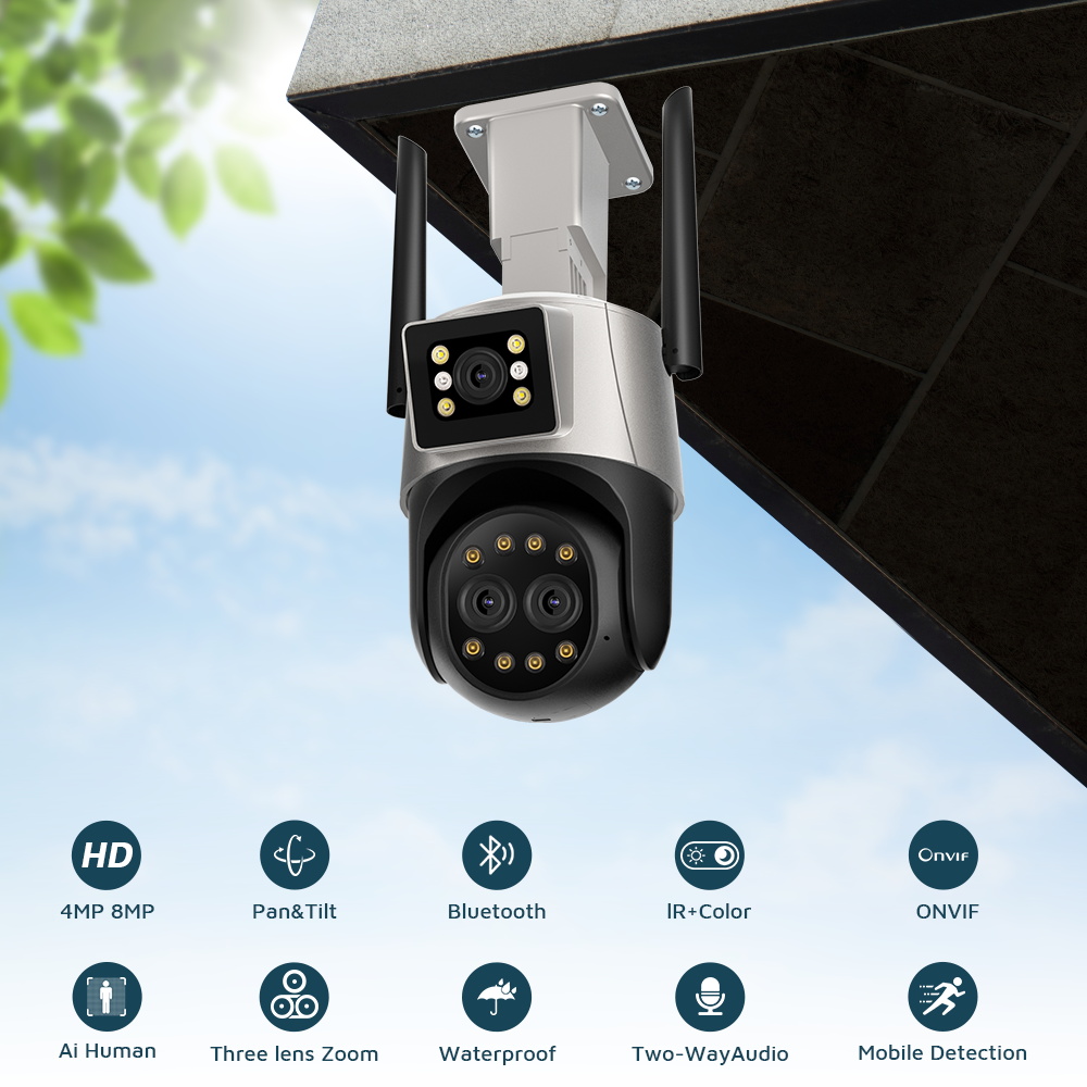 BESDER 8MP Surveillance IP Camera For Sale Three Lens 8X Zoom Speed ...