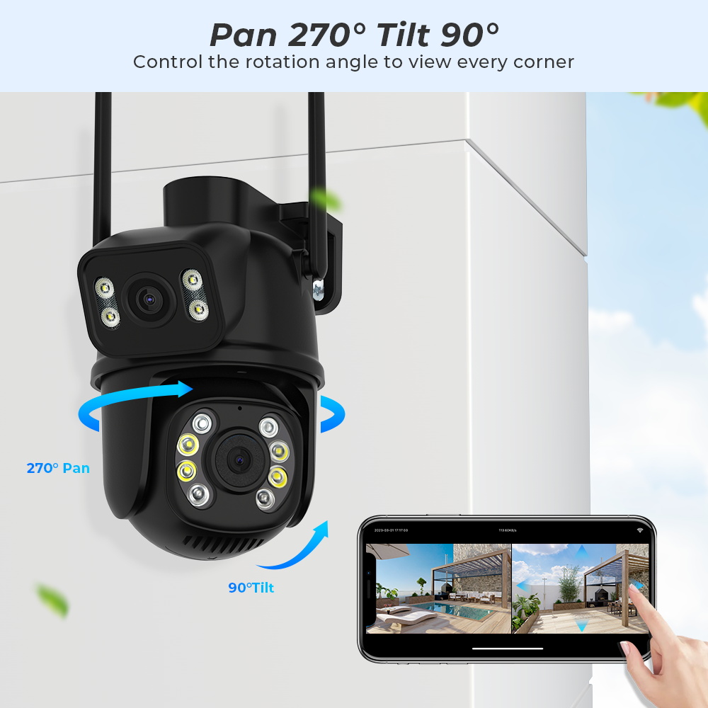 Wifi Outdoor PTZ Surveillance Camera 8MP Full HD 4X Speed Dome Dual ...