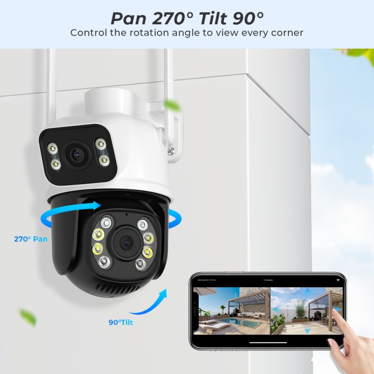 8MP Wireless Ip Home Security Camera Dual Lens System PTZ Bullet ...